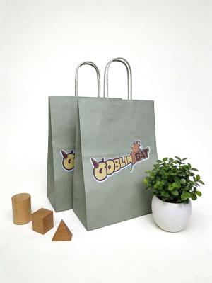 China Customized Disposable Kraft Paper Twisted  Handle Bag Printing MOQ 50000 Pieces Take Away Bag for sale