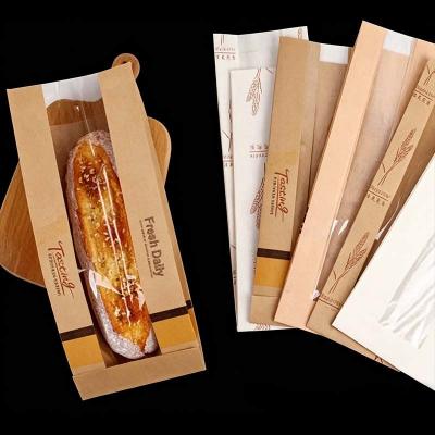 China Bulk Flat Bottom White Paper Bread Bag Packaging For Loaf Bread for sale