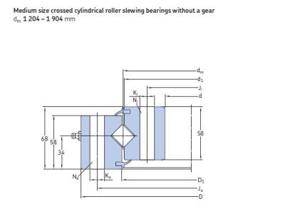 China RKS.160.20.1904 Crossed Cylindrical Roller Slewing Bearing 1796x2012x68mm No Gear HRC55-62 for sale