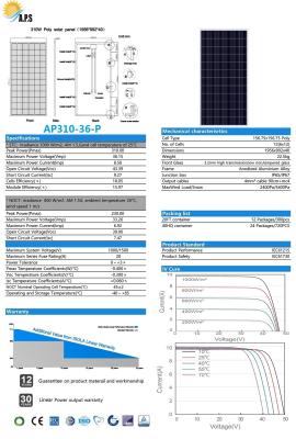 China 72 Cell 36V Polycrystalline Solar Panel 340W Photovoltaic Module for Grid Tie Systems for sale
