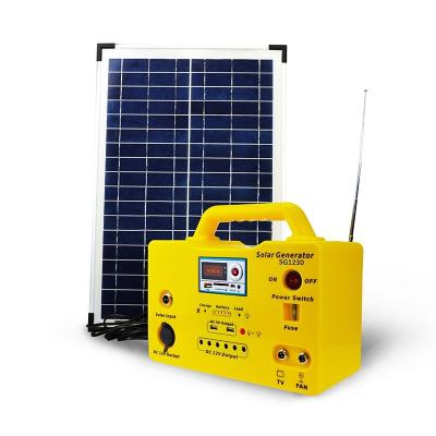 China 30W Portable Solar Generator Kit with Phone Charging FM Radio MP3 Player SG1230 for sale