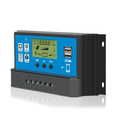 China 12V 24V PWM Solar Charge Controller 10A 60A LCD Display Dual USB Solar Regulator for sale