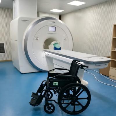 China Lightweight Foldable Pediatric Non-Magnetic MRI Wheelchair with Five-Point Harness for Safe Transport for sale
