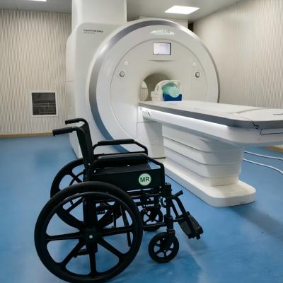 China Low-Back Transport Non-Magnetic MRI Wheelchair with Manual Locking Brakes and 100kg Load Capacity for sale