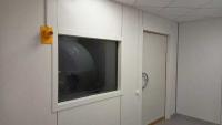 China 60dB Noise Shielding RF Shielded Window with Brass Mesh Painted Black and Flush Mount Option for sale
