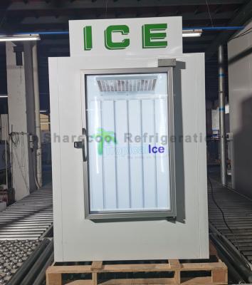 China Indoor Fan Cooling Bagged Ice Merchandiser Glass Door With Heater for sale