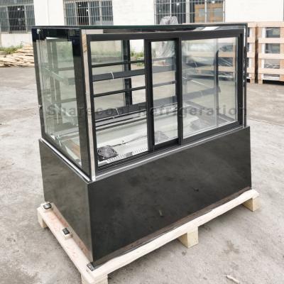 China 110V 60Hz Cake Showcase Chiller Black Marble Base With 4 Sliding Doors for sale