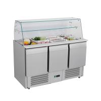 China Glass Cover 390L Salad Display Refrigerator Stainless Steel With Cabinet for sale