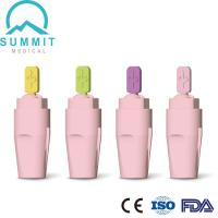 China Gamma Sterilized Auto Retractable Safety Lancet Needle 21G 2.2mm Yellow for sale