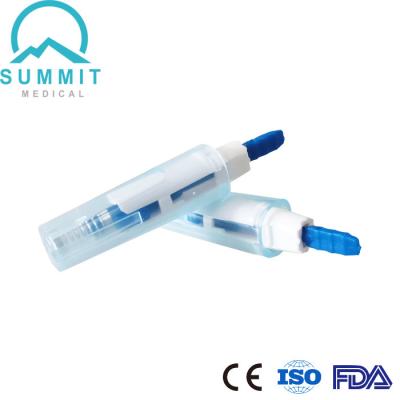 China Mini Sized Safety Lancet Device with Auto Locked Needle 30G 1.5mm Blue for sale