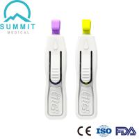 China Innovative Quality Button Activated Safety Blood Lancet 26G 28G Depth 1.8mm for sale