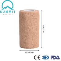 China 4 Inches X 5 Yards Tan Elastic Cohesive Bandage NonWoven Self Adhesive for sale