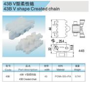 China 43B V shape created chains flexible conveyor system chains materials POM white color for sale