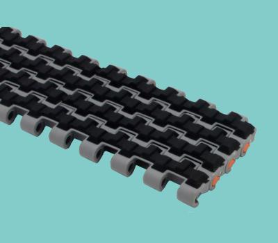 China ZY800FT-3R MODULAR BELTS WITH RUBBER FRINCTION TOP PITCH 12.7MM COLOR BLACK FOR FOR FOOD INDUSTRY for sale