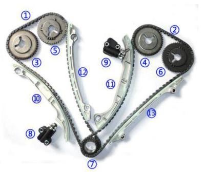 China Plastic PA66 / PA46 Timing Chain Kit For INFINITI QX56 VK56DE V8 5.6L 5552cc 04-06 for sale