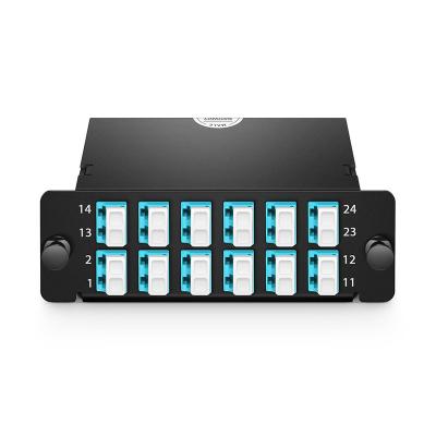 China RBTX 24 Fiber OM4 Multimode Cassette Type A 12 LC Duplex Aqua 0.35dB for sale