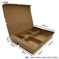 China Brown Paper Take Out Boxes Fast Food 2 3 4 5 Sections Grid Disposable Kraft Lunch Box for sale