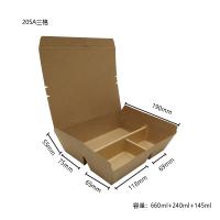 China Brown Kraft Paper Lunch Three Compartment Food Containers 1500ml for sale