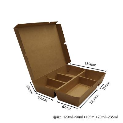 China Take Away Folded 5 Compartment Paper Bento Meal Lunch Box For Fast Food Packaging for sale