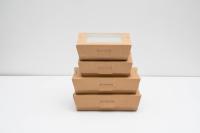 China Fast Food Kraft Paper Take Out Boxes Salad Kraft Package Box With Window for sale