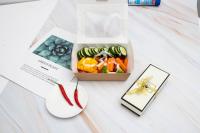 China Brown Kraft Take Out Boxes Eco Friendly Macaron Cookie Snack With PLA Window for sale