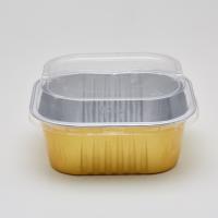 China 180ml Foil Food Container Aluminum Foil Cupcake With Lids Square Cake Pan For Desserts Flans for sale
