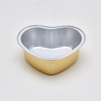 China Heart Shaped Foil Food Container 100ml Gold Baking Pans With Lids Valentines Day Decor for sale