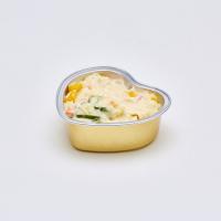 China 100ml Mini Heart Shaped Aluminum Foil Cake Pan With Clear Lids Disposable for sale