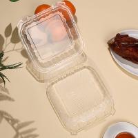 China 1150ml 41oz Transparent PP Hinged Lid Microwave Container 8''X8.5''X3'' for sale