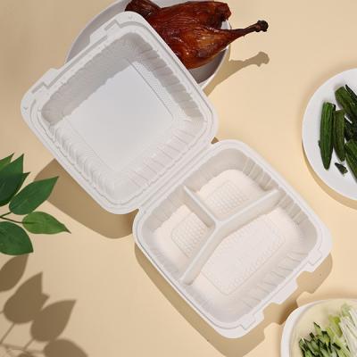 China 830ml 30oz Transparent PP Hinged Lid Microwave Container 8''X8.5''X3'' for sale
