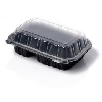 China 970ml 35oz Transparent PP Hinged Lid Microwave Container 9.1''X7''X3'' for sale