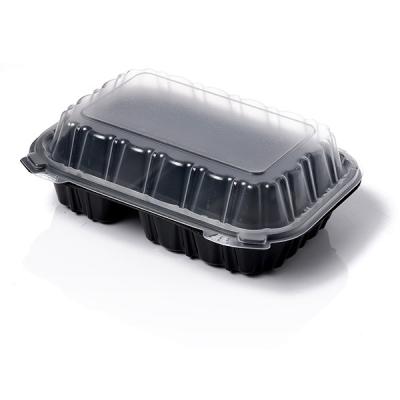 China 970ml 35oz Transparent PP Hinged Lid Microwave Container 9.1''X7''X3'' for sale