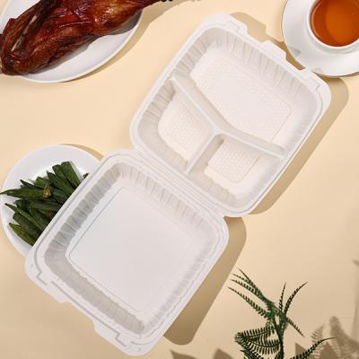 China 1200ml 43oz Transparent PP Hinged Lid Microwave Container 9.2''X9.5''X3'' for sale