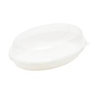 China Sturdy Sustainable Bagasse 18OZ Takeaway Oval Sugarcane Disposable Bowls for sale