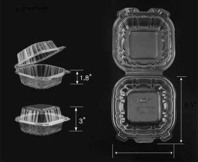 China PP Hinged Lid Clamshell Container Microwavable 5.8”x6.2”x3” for sale