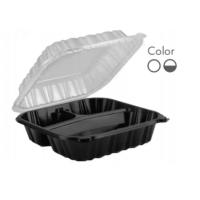 China Reusable Plastic Food Packaging Box PP Hinged Lid Clamshell Container Microwavable 10.2”x10.2”x3.2” for sale