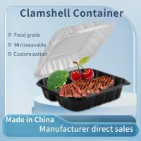 China Reusable Plastic Food Packaging Box PP Hinged Lid Clamshell Container Microwavable 10.2”x10.2”x3.2” for sale