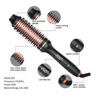 China 2-IN-1 Hair Straightener Curl Brush Electric Heated Fast Heat Drying Styler Dual Voltage 65W 21,000 RPM Motor Home Travel Salon for sale