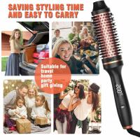 China 2-IN-1 Hair Straightener Curl Brush Electric Heated Fast Heat Drying Styler Dual Voltage 65W 21,000 RPM Motor Home Travel Salon for sale