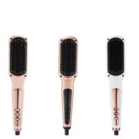 China Electric Portable Ceramic Ionic Hair Straightener Brush with Metal Handle Adjustable Heat Settings for Home Hotel & Salon Use for sale