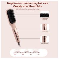 China Electric Portable Ceramic Ionic Hair Straightener Brush with Metal Handle Adjustable Heat Settings for Home Hotel & Salon Use for sale