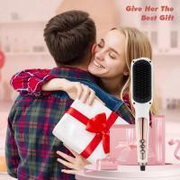 China Electric Portable Ceramic Ionic Hair Straightener Brush with Metal Handle Adjustable Heat Settings for Home Hotel & Salon Use for sale