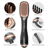 China Electric Ceramic Hairdryer Brush Straightener Overheating Protection Negative Ion Technology Fast Heating Lightweight Hotel for sale