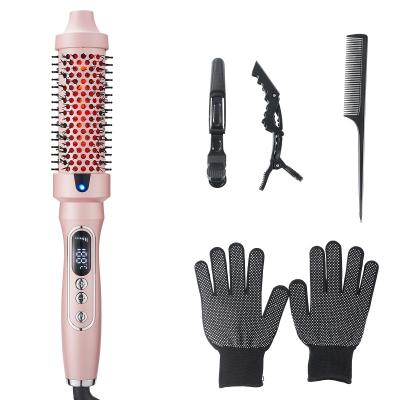 China 2-in-1 Compact Electric Infrared Ionic Curling Comb Straightening Iron with PTC Heater & LED Display for Household Use for sale