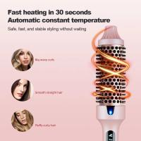 China Electric 3 1 Heated Brush Ionic Curling Hairbrush Ceramic Tourmaline Volumizing Straight Infrared Thermal Brush Women for sale