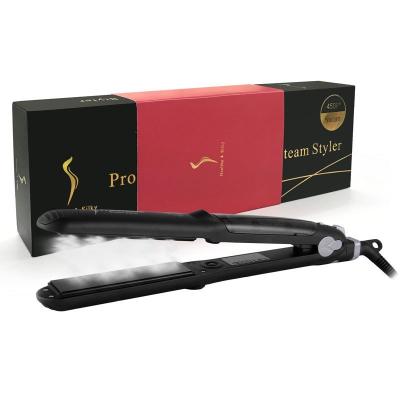 China Professional Electric Hair Steam Straightener Flat Iron Fast Heating Ceramic Plates for Household Outdoor Use Soft Smooth for sale