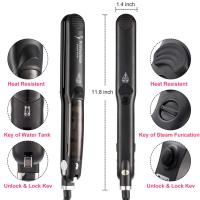 China Professional Electric Hair Steam Straightener Flat Iron Fast Heating Ceramic Plates for Household Outdoor Use Soft Smooth for sale