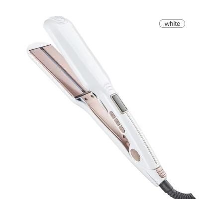 China Custom Logo Electric 2-in-1 Professional Wide Infrared Flat Iron Hair Straightener LCD Display Portable Fast Heating Household for sale
