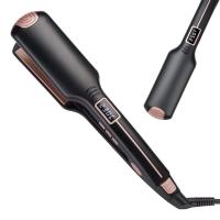 China Pro Electric Hair Straightener 1.75 Inch Flat Iron LCD Infrared Red Light Ceramic Coating Heat-Resistant Silicone Dual Household for sale