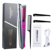 China 2 in 1 Cordless Aluminum Hair Straightener Curler USB 9600 Mah Battery 1 Year Warranty Lightweight Portable Household Hotel Use for sale